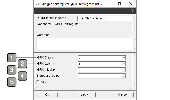 OpenSpace3D documentation - PlugIT GPIO Shift register